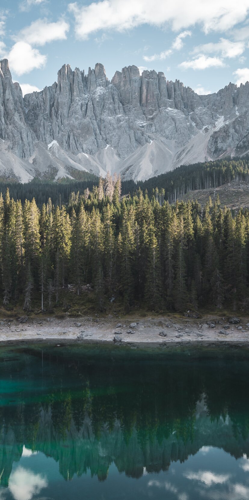 The Lake Carezza in Nova Levante in South Tyrol’s Eggental valley