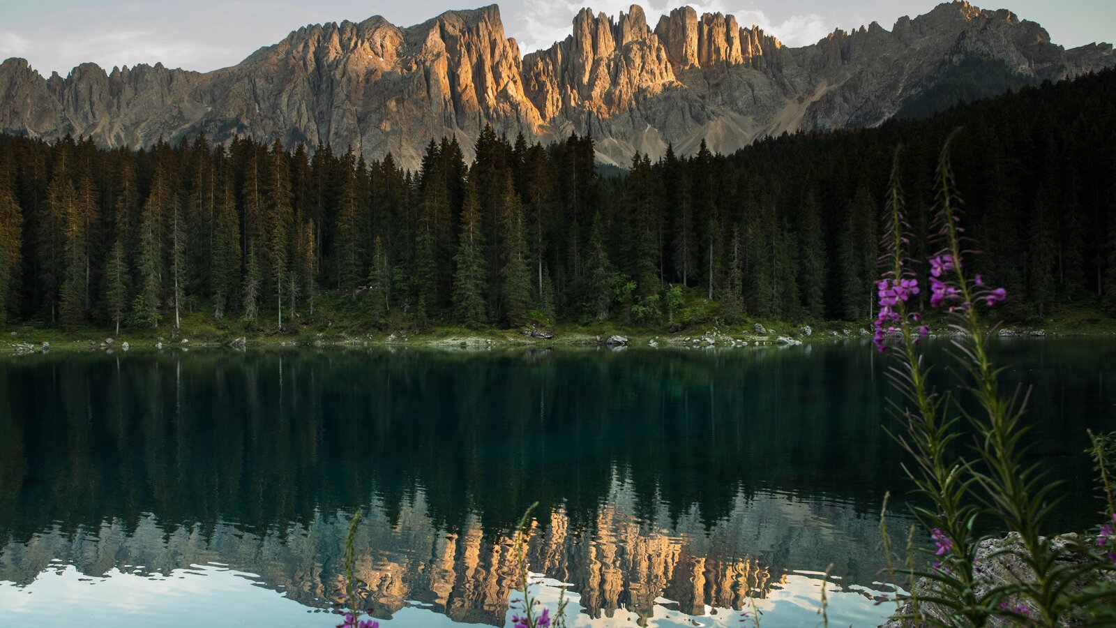 The Lake Carezza in Nova Levante in South Tyrol’s Eggental valley